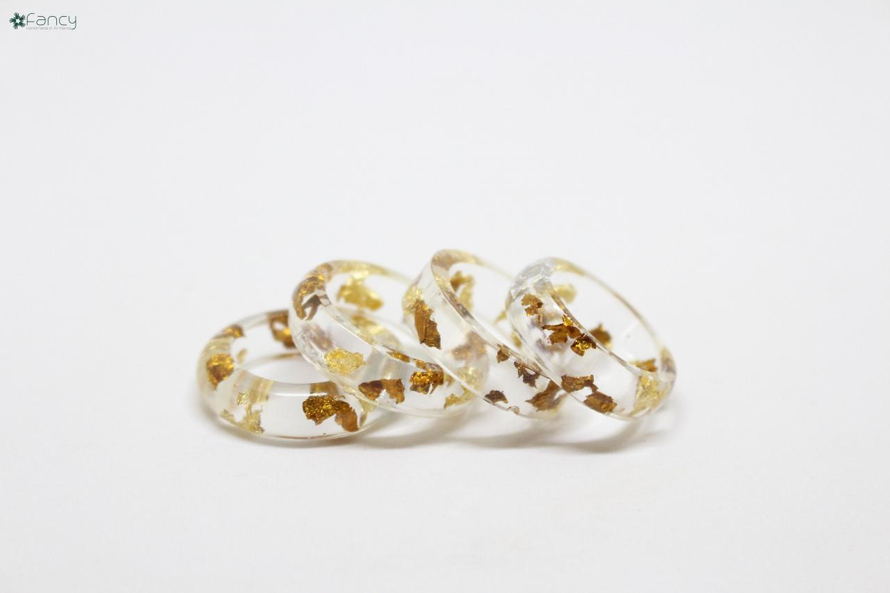 Resin Ring With Gold Flakes, Resin Ring Wedding, Crystal Resin Ring ...