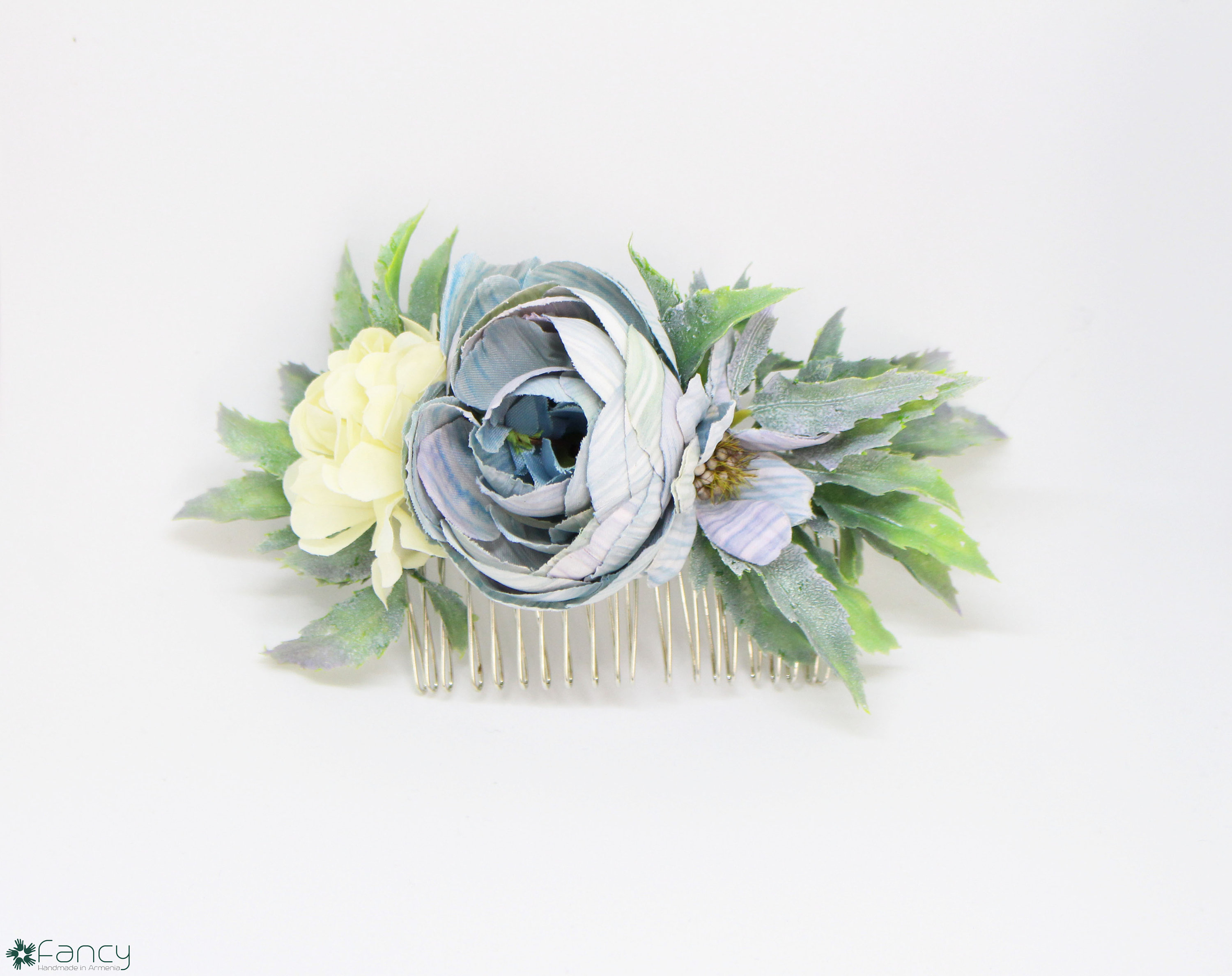 Dusty Blue Hair Comb , Pastel Blue Wedding Hair Accessories, Flower ...