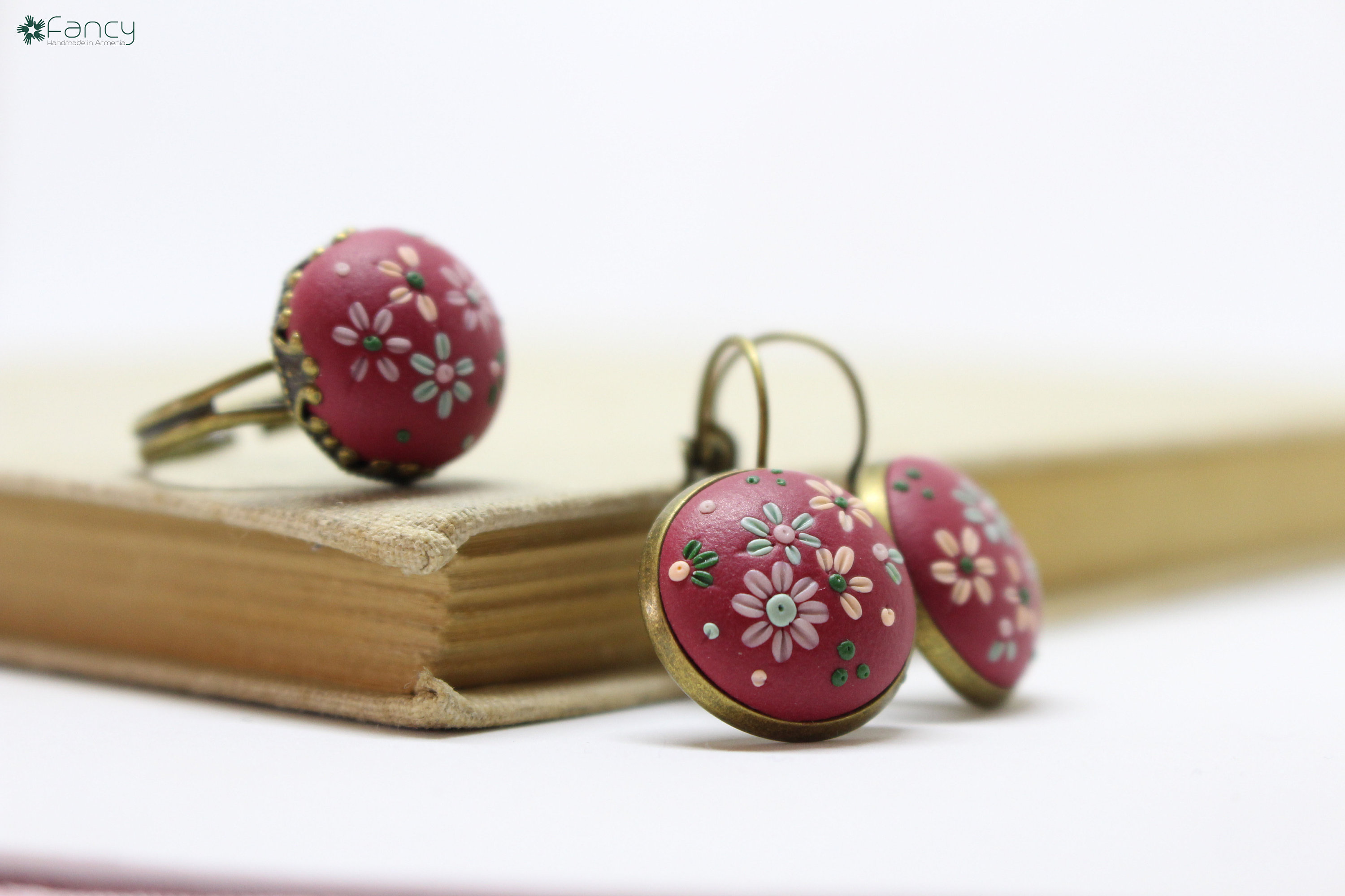 Polymer Clay Ring, Boho Style Ring, Embroidery Red Ring, Embroidered ...