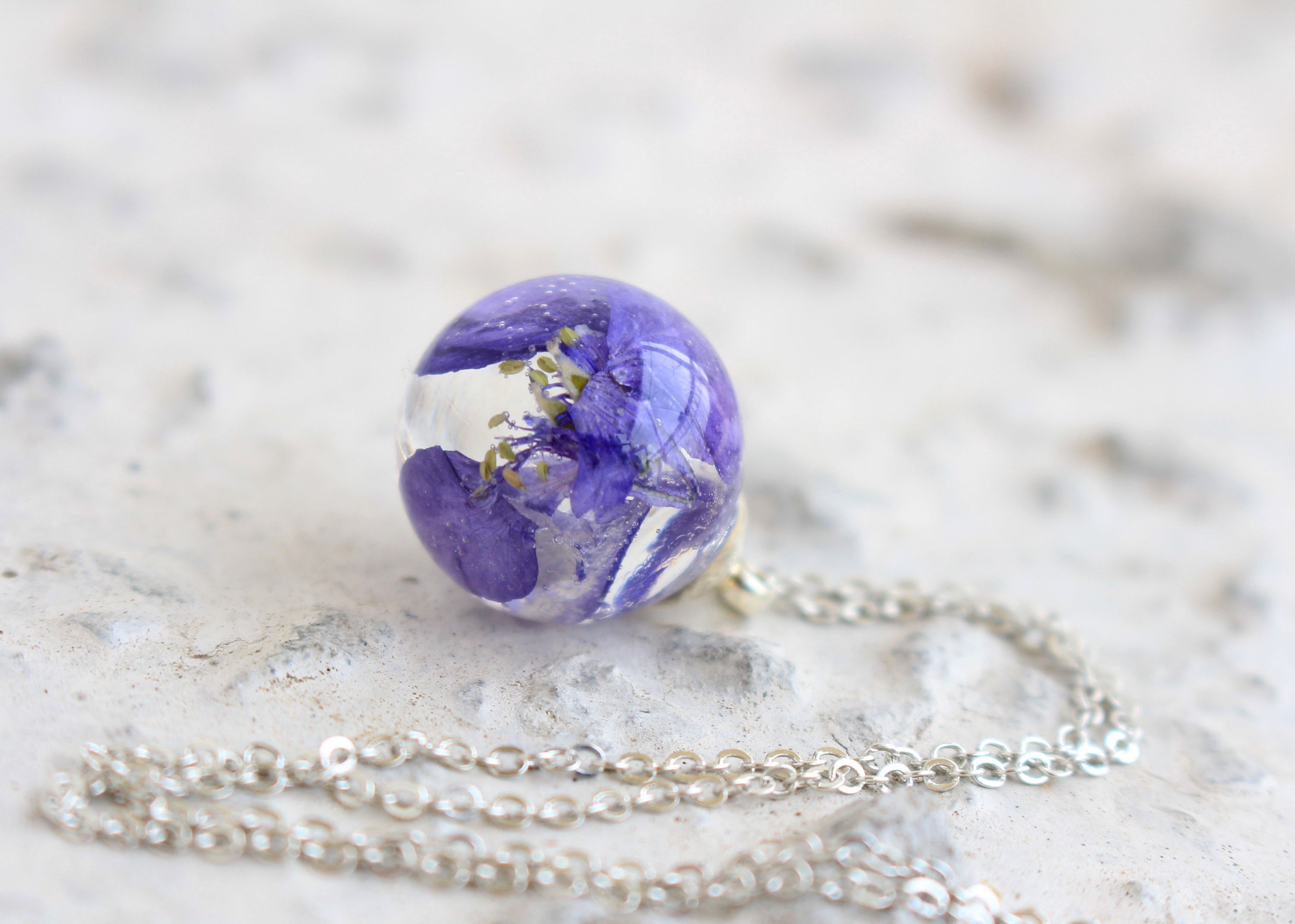 Violet Flower Necklace , Violet Necklace , Purple Flower Necklace ...