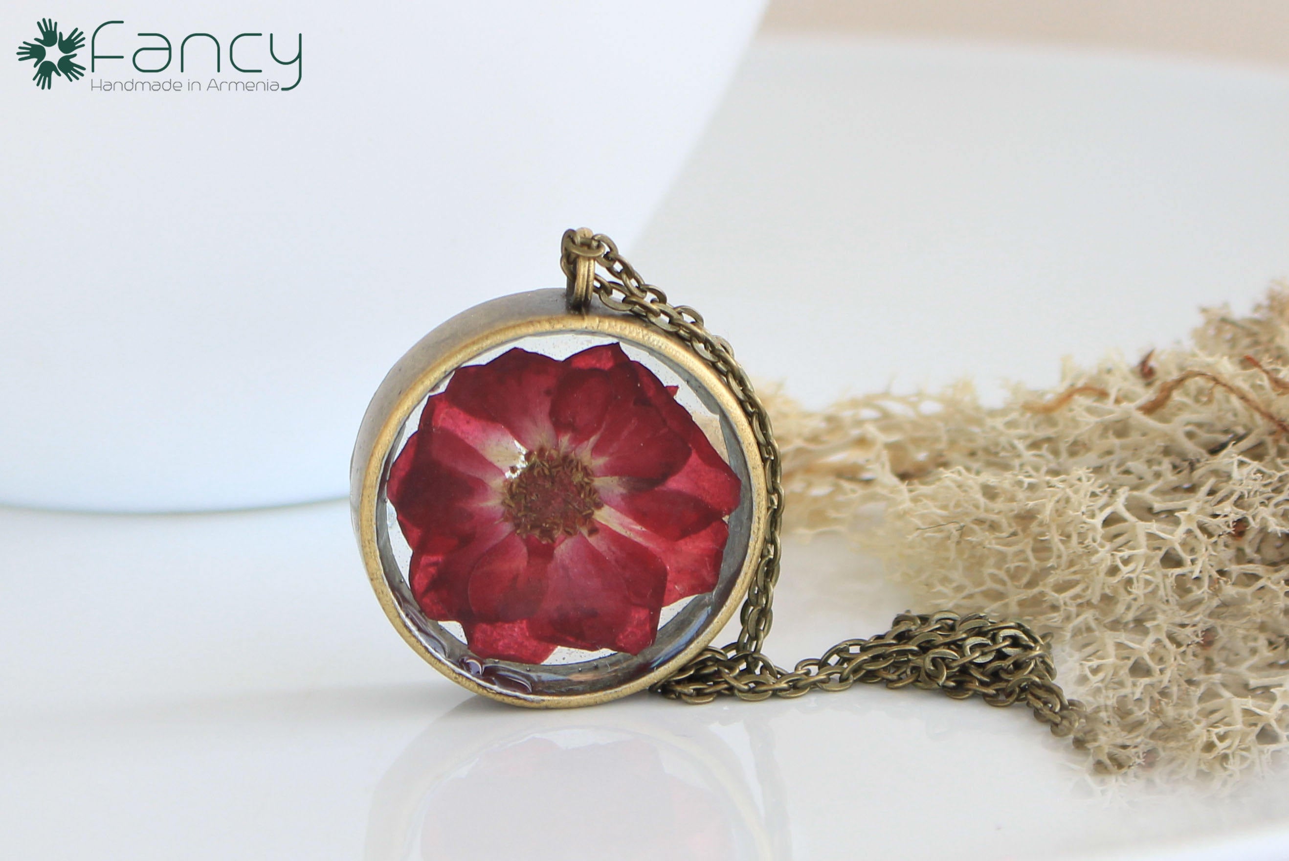 Real Rose Necklace , Dried Rose Jewelry , Red Rose Necklace ...